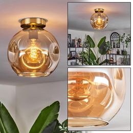 hofstein Ripoll Deckenleuchte Glas 25 cm Gold, Schwarz, 1-flammig
