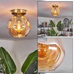 hofstein Ripoll Deckenleuchte Glas 20 cm Gold, Schwarz, 1-flammig