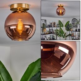 hofstein Koyoto Deckenleuchte Glas 20 cm Gold, Schwarz, 1-flammig