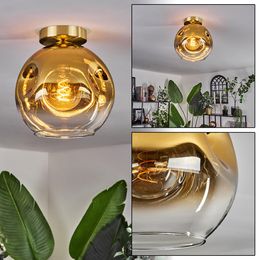 hofstein Ripoll Deckenleuchte Glas 25 cm Gold, Schwarz, 1-flammig