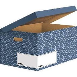 Klappdeckelbox Maxi BANKERS BOX® Décor, FSC®-zertifizierter Karton, L 570 x B 367 x H 291 mm, für DIN A4 Formate, schieferblau, 5 Stück