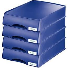 Leitz® Ablagekorb Plus, DIN A4, Kunststoff, 4 Stück, blau