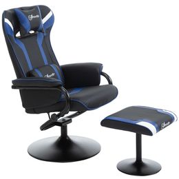 Vinsetto Relaxsessel mit Hocker, Fernsehsessel, Spiel-Stil, Gamingstuhl, Blau