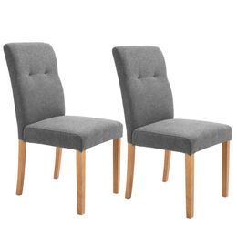 HOMCOM 2er-Set Esszimmerstühle Polsterstuhl Küchenstuhl mit Rückenlehne Grau