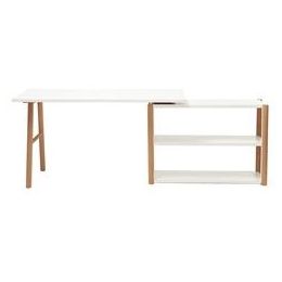 Miliboo Dreh-Schreibtisch skandinavisches Design Weiß und Eiche GILDA