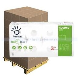 Toilettenpapier Papernet BIOTECH 3-lagig Recycling Palette 1296 Rollen x 250 Blatt, 3-lagig, zersetzend, weiß