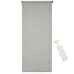 HOMCOM Fensterrollo mit Fernbedienung Thermorollo für Küche Grau 80 x 180cm