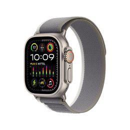 Apple Watch Ultra 2 GPS + Cellular 49 mm Trail Loop Grün/Grau - S/M Smartwatch Titangehäuse Gewebe, 130 180 mm, Titan / Grau