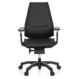 hjh OFFICE High End B&uuml;rostuhl GENIDIA BLACK Leder mit Armlehnen