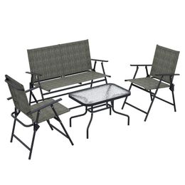 Outsunny Gartenmöbel-Set für 4 Personen braun 108L x 62B x 85H cm