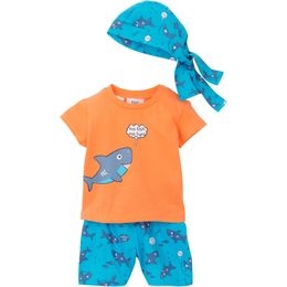 bonprix Baby T-Shirt + Bermuda + Bandana (3-tlg.) Bio-Baumwolle