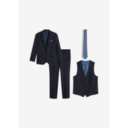 bonprix Anzug Slim Fit (4-tlg.Set): Sakko, Hose, Weste, Krawatte und Einstecktuch