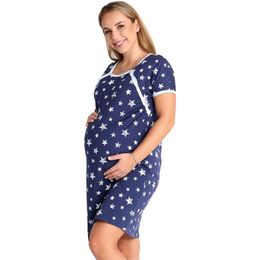 Be Mammy Umstandsnachthemd Damen Nachtkleid Umstandsmode Umstandsnachthemd Mutterschaft BE20-287 (1-tlg)