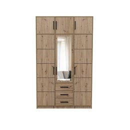 Marmex Möbel Kleiderschrank KOS D3N großer dreitüriger Garderobenschrank mit Schubladen Spiegel