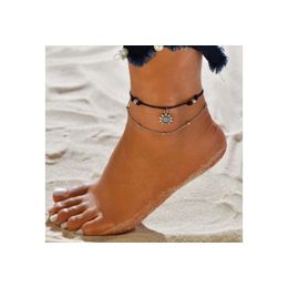 FIDDY Fußkette Fußkettchen Sonnenblume Fußkettchen Armbänder Perlen Knöchel Schmuck (1-tlg)