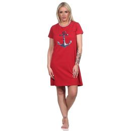 RELAX by Normann Nachthemd Maritimes Damen kurzarm Nachthemd mit Anker-Motiv