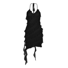 FIDDY Abendkleid Schlichtes Kleid mit asymmetrischem Saum und Rüschen