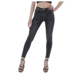 Ital-Design Skinny-fit-Jeans Damen Freizeit Used-Look Stretch Skinny Jeans in Grau