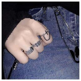 FIDDY Fingerring Gürtel Paar Ring Kreuzkettevielseitige Persönlichkeit Männer undFrauen (3-tlg)