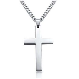 FIDDY Charm-Kette Halskette mit Kreuz-Anhänger Robuste Kreuzkette aus Edelstahl 60 cm