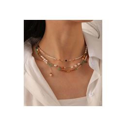 FIDDY Charm-Kette Sommer Hirse Perlen Farbe Perlen Halskette Weibliche Perlen Halskette (3-tlg)