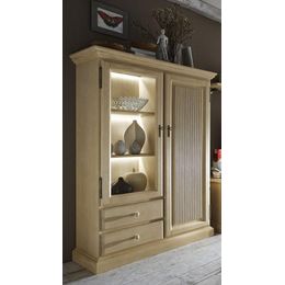 Casamia Highboard Highboard Dielenschrank Glasvitrine Casapino B121 H170 T46cm massiv