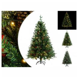 vidaXL Künstlicher Weihnachtsbaum Weihnachtsbaum mit LEDs Kiefernzapfen Grün 120 cm PVC PE
