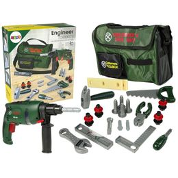 LEAN Toys Kinder-Werkzeug-Set Set Tasche Bohrer Hammer Säge Schraubenschlüssel Heimwerker Werkzeug