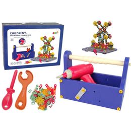 LEAN Toys Kinder-Werkzeug-Set Baukasten-Set Werkzeugkasten Akku-Schraubenzieher Schraubendreher Set