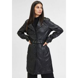 Gipsy Ledermantel 1102-0008 im Trenchcoat-Look mit Taillengürtel