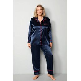 TruYou Pyjama Pyjama Zweiteiler Schlafanzug Satin farbige Paspel