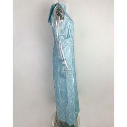 ZWY Abendkleid Damen schlank bedruckter Overall mit Rundhalsausschnitt und Schnürung