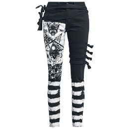 Gothicana by EMP Skarlett - Jeans mit Prints und dekorativen Bändern Jeans schwarz weiß in W27L30