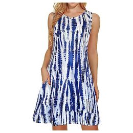 ZWY Off-Shoulder-Kleid Sommer Frauen Strand Print T-Shirt Kleid ärmellos Tasche langes Kleid