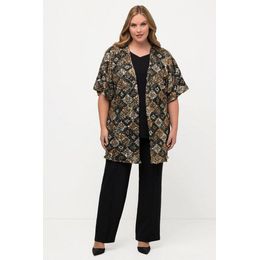 Ulla Popken Kimono Kimono-Jacke Metallic-Pailletten Oversized Halbarm