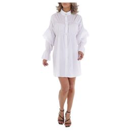 Ital-Design Blusenkleid Damen Freizeit Rüschen Blusenkleid in Weiß
