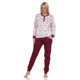 Normann Pyjama Damen Interlock Schlafanzug lang mit Bündchen