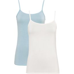 Schiesser Modal Essentials Unterhemd, Spaghetti-Träger, 2er-Pack, für Damen, blau, 42