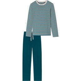 Schiesser Casual Nightwear Schlafanzug, Baumwolle, Streifen, für Herren, blau, 50