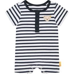 Steiff Strampler, Streifen-Look, Patch, für Babys und Kleinkinder, blau, 80