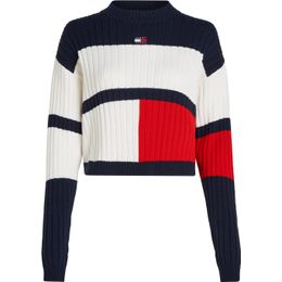 Tommy Jeans Pullover, Color Blocking, Logo-Stickerei, für Damen, weiß, L