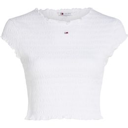 Tommy Jeans T-Shirt, cropped, Wellensaum, für Damen, weiß, XS
