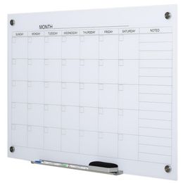 Vinsetto Kalendertafel Glasplatte mit 4 Glasclip Planungstafel Weiß
