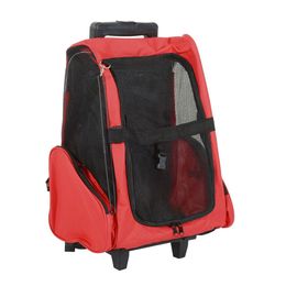 PawHut Hundetrolley Transporttasche Tragetasche 2-in-1 Haustierrucksack Rot