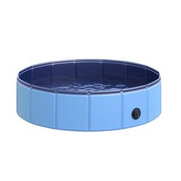 PawHut Hundepool Planschbecken Schwimmbecken Schwimmbad Blau Ø80 x H20 cm