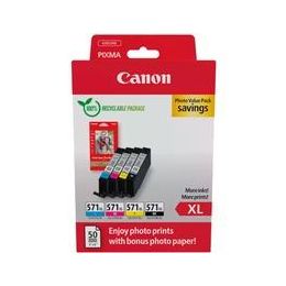 Canon Tinte Photo Value Pack CLI-571XL inkl. 50 Blatt 10x15 Fotopapier