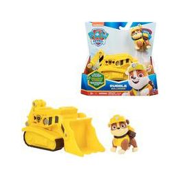 Spin Master Paw Patrol - Baustellen-Fahrzeug mit Rubble-Figur, Spielfahrzeug gelb