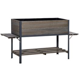 Outsunny Hochbeet mit Klapptischen grau 140L x 46B x 75,5H cm