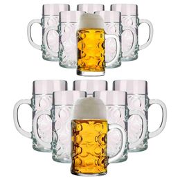 LUXENTU Bierkrüge und Maßkrüge 0,5 l + 1 l 12er Set