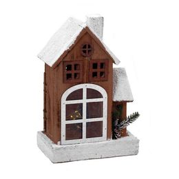 Spetebo Weihnachtshaus Haus mit Schneedach + LED